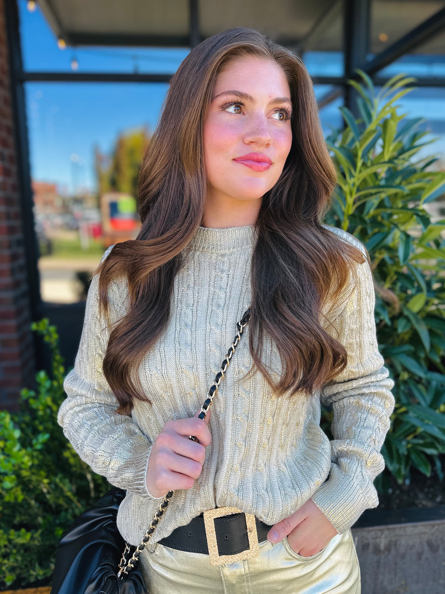 The Renee Gold Cable Sweater – Azlinn Hope